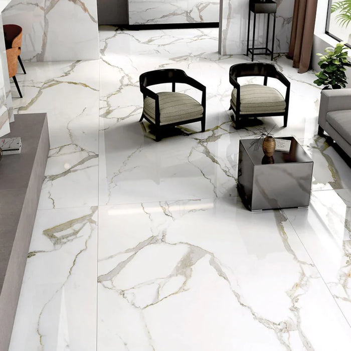 Roman White Marble Polished Porcelain Tile 80 x 80cm